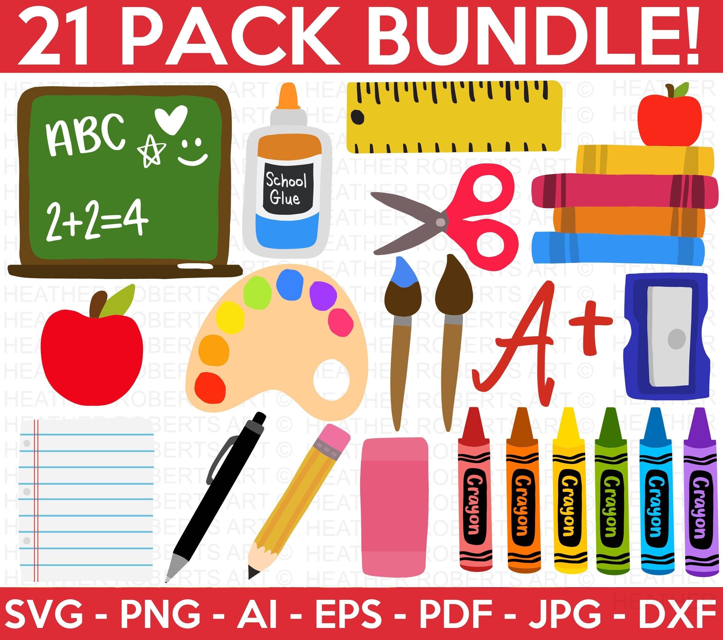 School Supplies SVG Bundle Back to School SVG School - Etsy