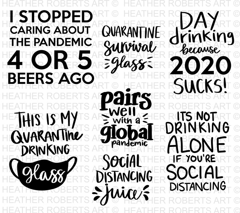 COVID Alcohol Bundle SVG, Social Distancing Svg, Wine Svg, Beer Svg ...