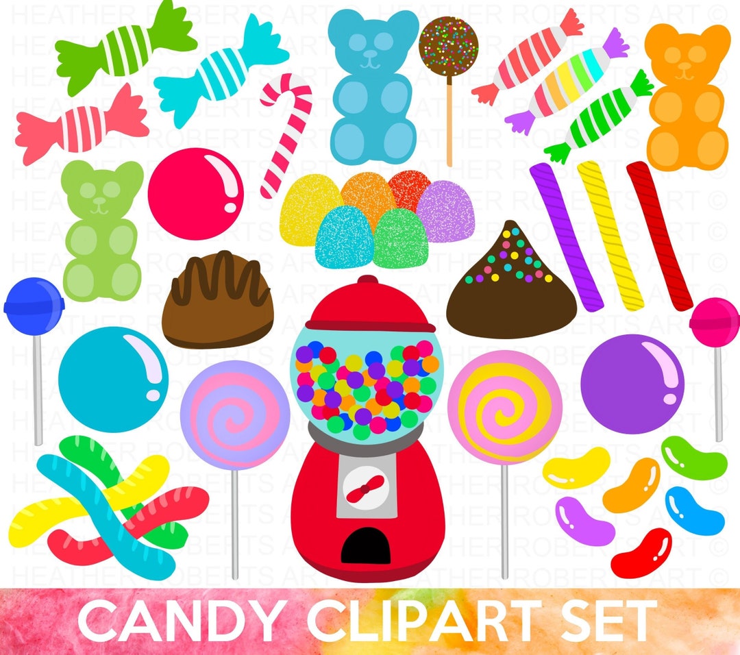 Candy Clipart Set: Rainbow Lollipops, Gumball Machine (PNG Files) - Etsy