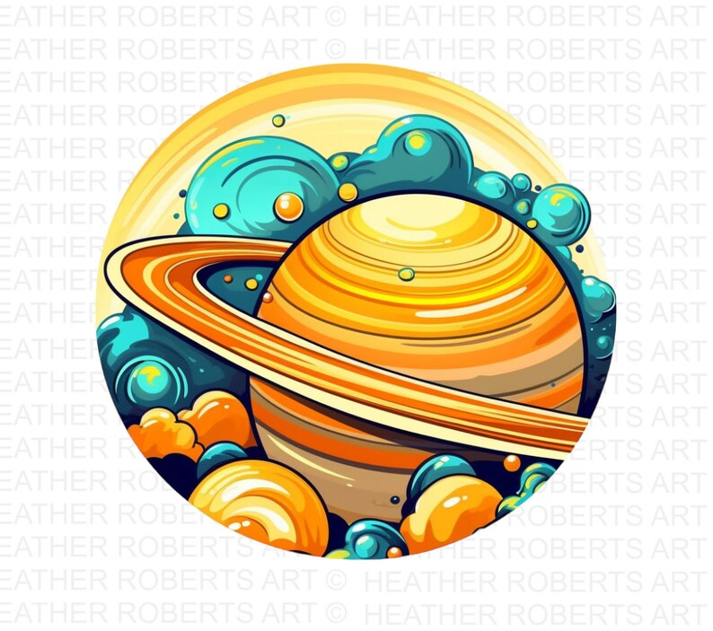 Psychedelic Saturn Planet PNG: Colorful Space Art (digital Download) - Etsy