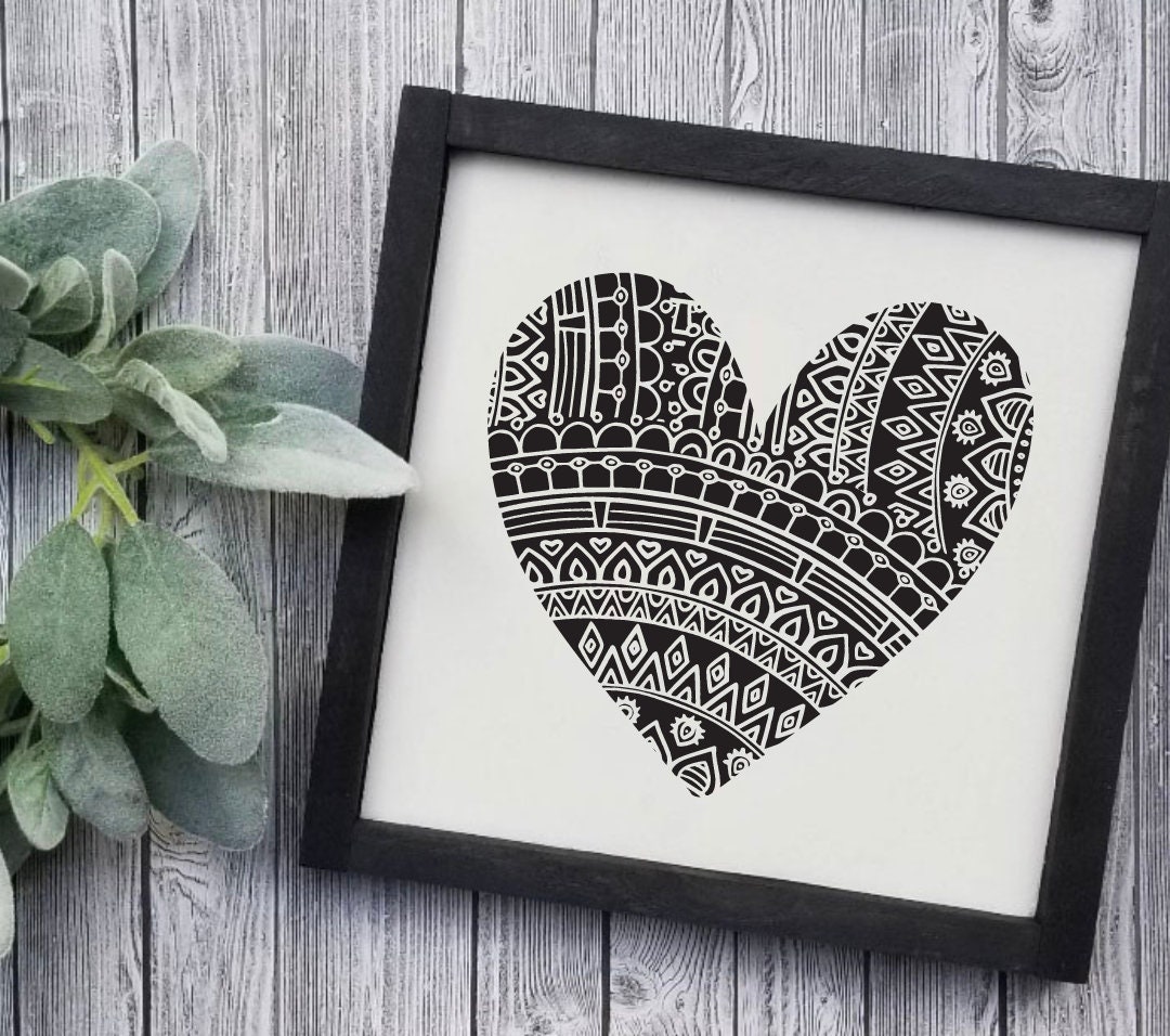 Mandala Pattern Heart Svg Heart SVG Hand-drawn Heart Svg - Etsy