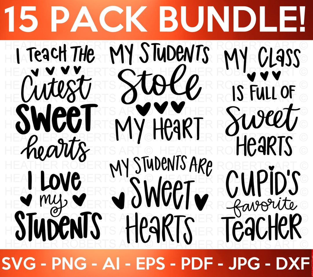 Teacher Valentine SVG Bundle, Teacher SVG, School Valentine, Teacher ...