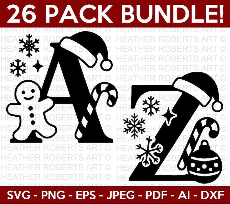 Christmas Alphabet SVG Bundle: Christmas Monogram (26 Cut Files) - Etsy