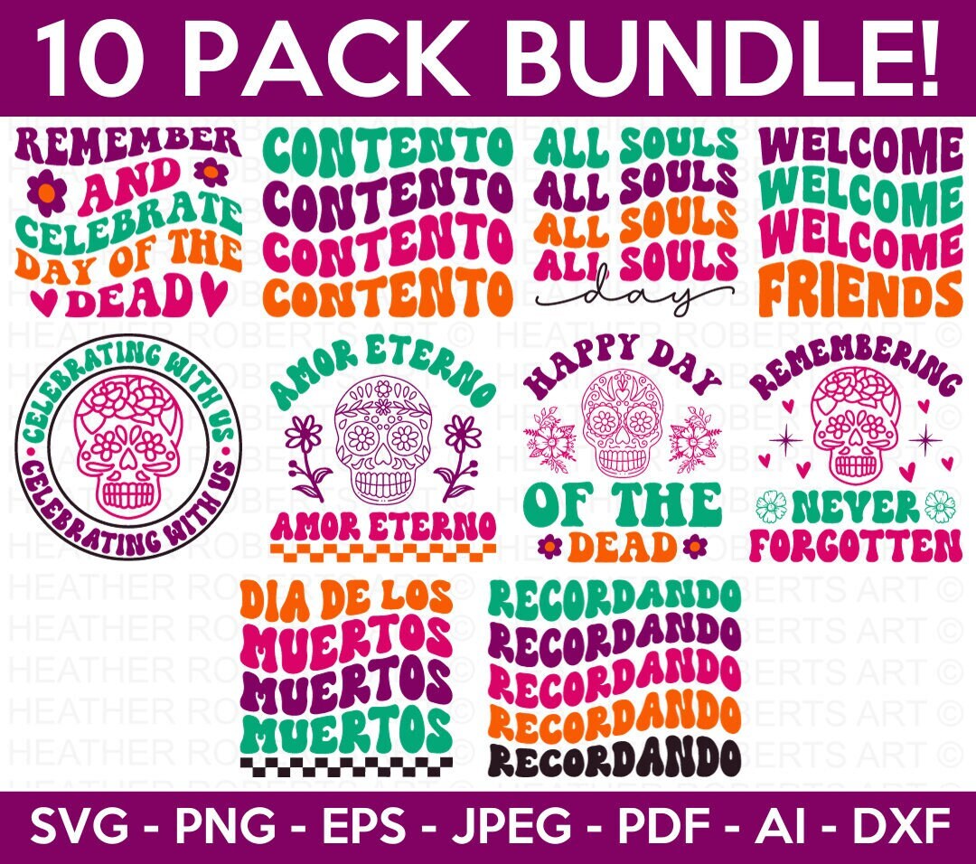 Retro Dia De Los Muertos Svg Bundle, Day of the Dead Svg Bundle, Sugar ...