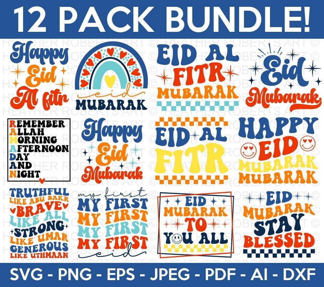 Eid Al Fitr Retro SVG Bundle, Eid Al Fitr SVG, Muslim SVG Bundle ...