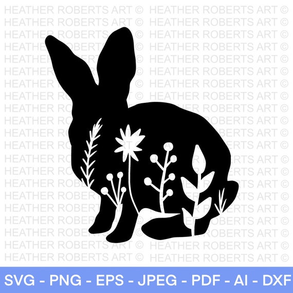 Floral Rabbit SVG Floral Bunny SVG Flowers Svg Wildflowers | Etsy