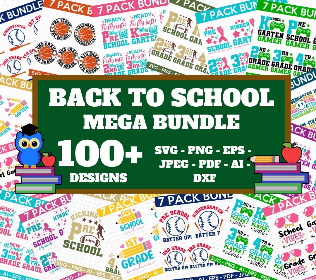 Back to School MEGA BUNDLE, Grade Level Shirt Svg Bundle, 100+ Designs ...