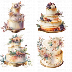 Watercolor Wedding Cakes Clipart, Cake Clip Art, Wedding Cake PNG ...