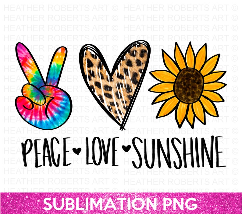 Peace Love Sunshine PNG Peace Hand Sign PNG Leopard Printed - Etsy