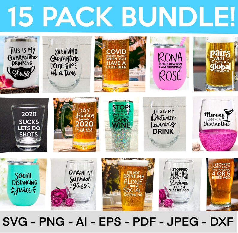 COVID Alcohol Bundle SVG, Social Distancing Svg, Wine Svg, Beer Svg ...