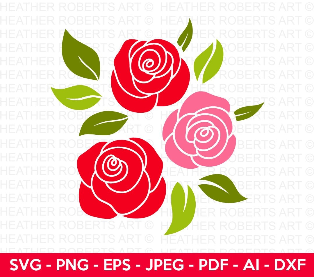 Roses SVG, Floral Decoration SVG, Flowers SVG, Flower Bouquet Svg, Rose ...