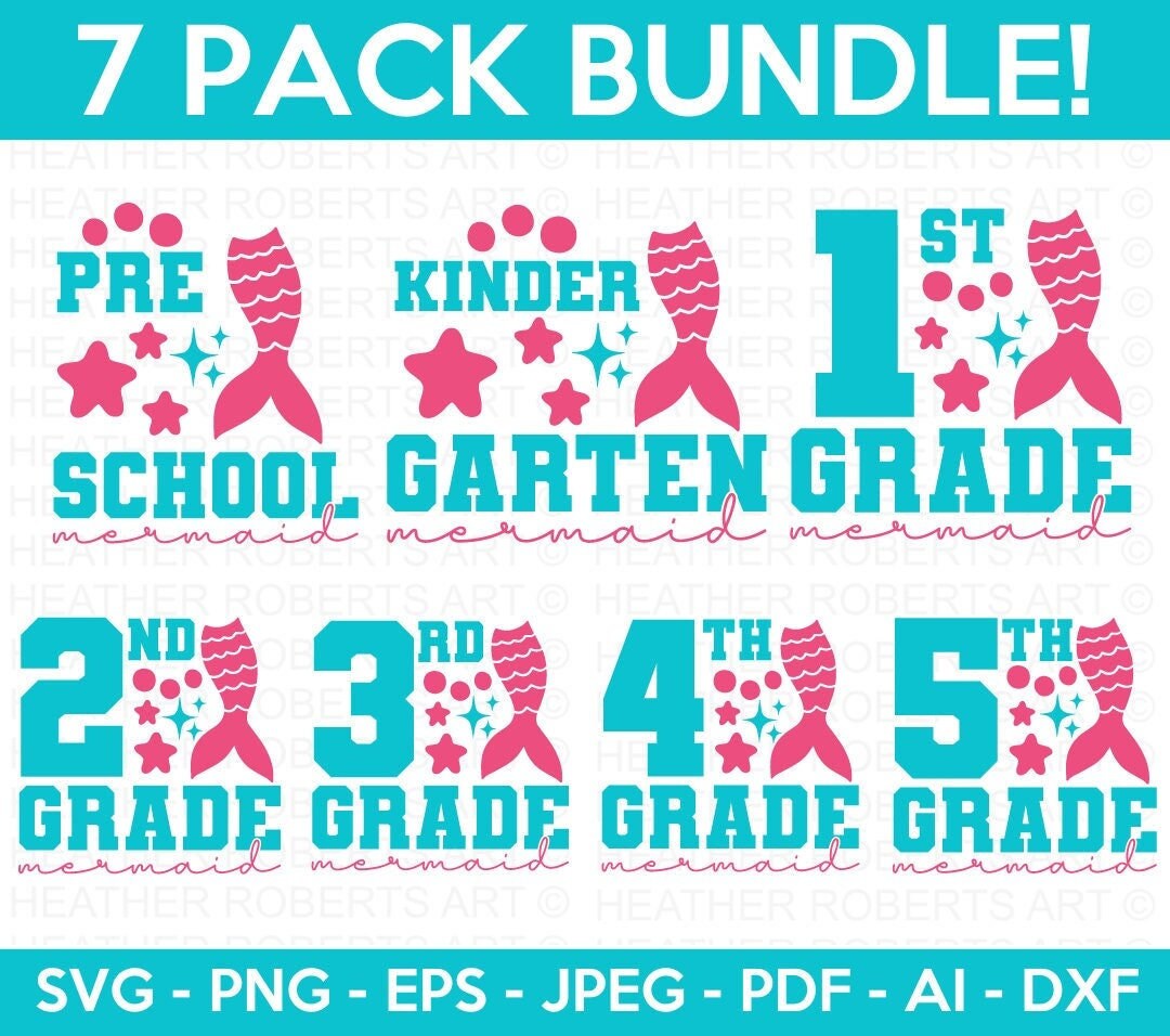 Back to School SVG Bundle, Mermaid SVG, Grade Level Vibes Svg, Teacher ...