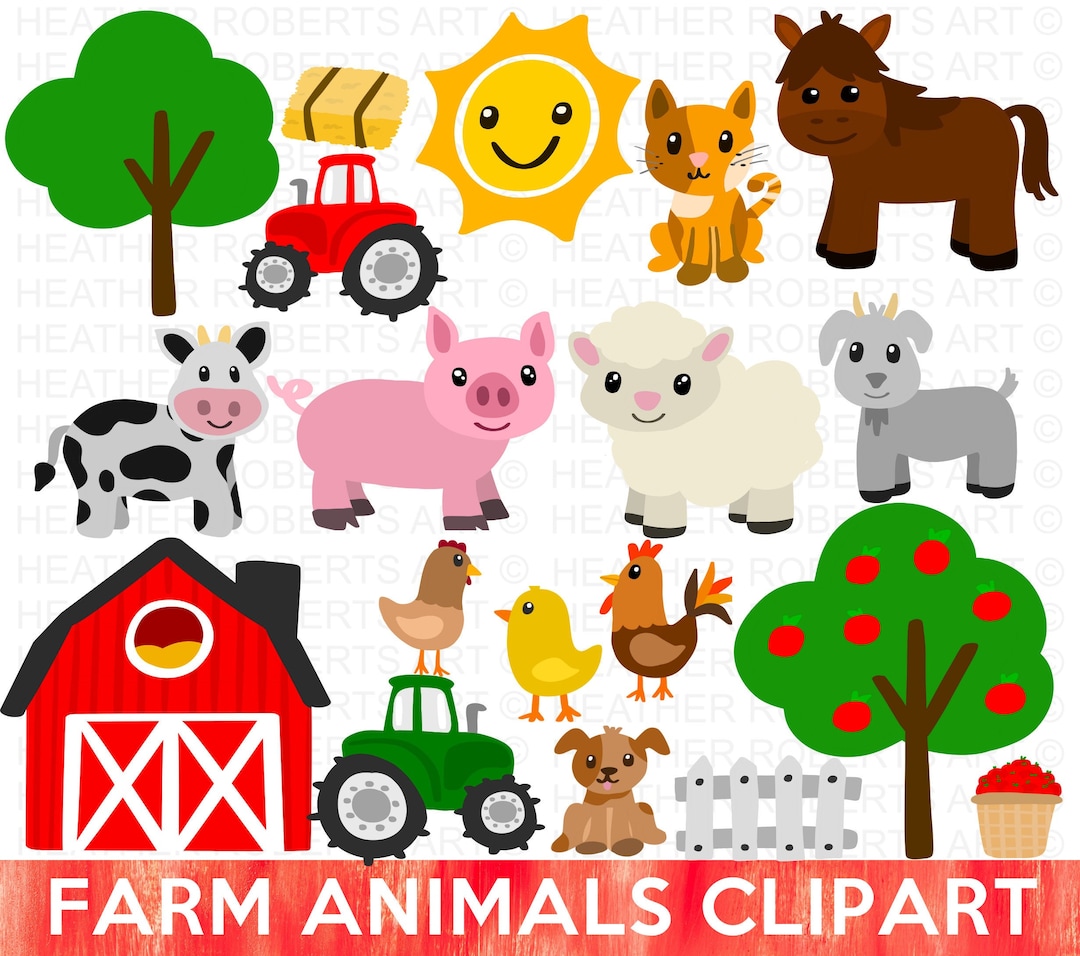 Farm Animals Clipart Set: Barnyard PNG Images (instant Download) - Etsy