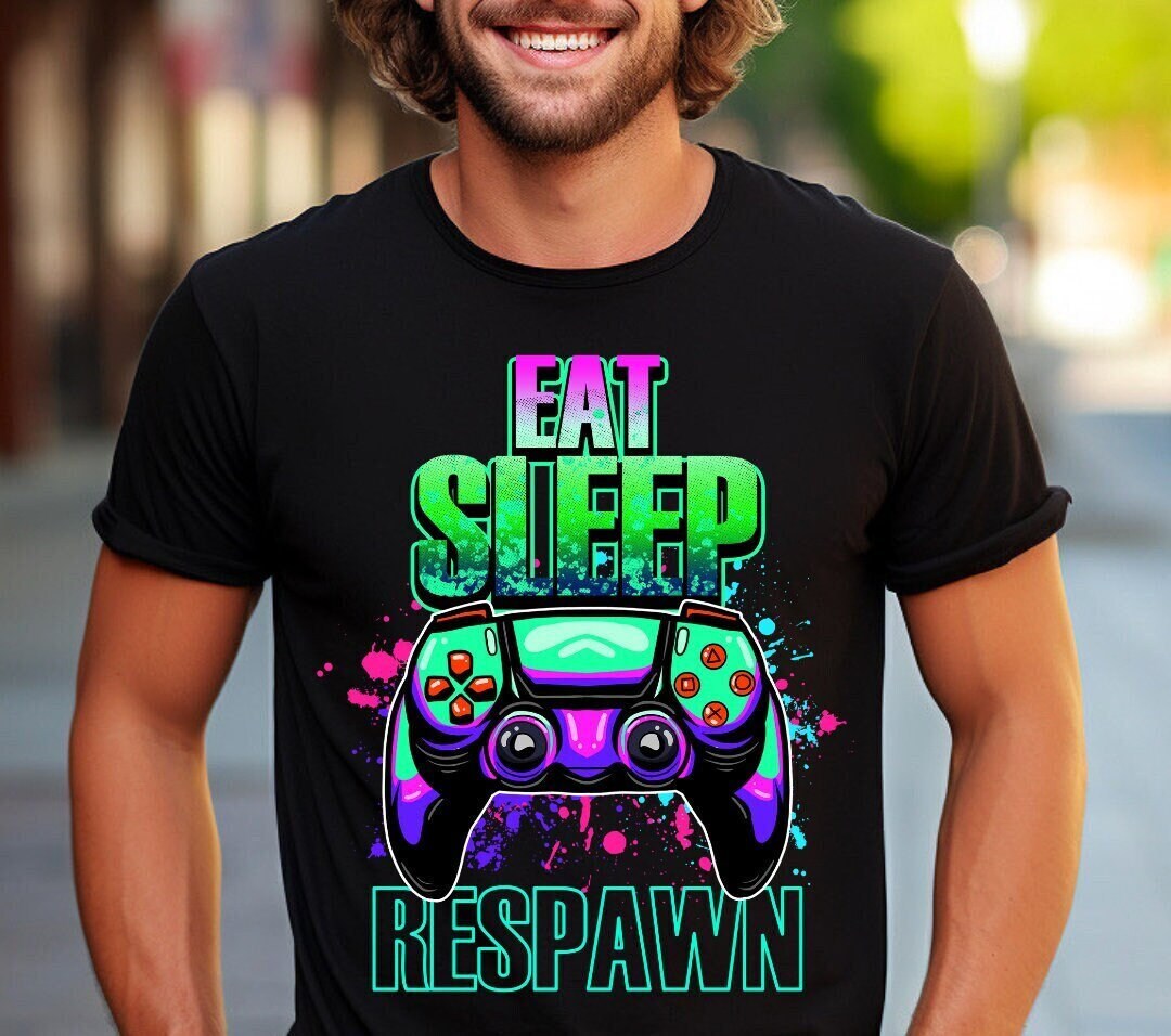 Eat Sleep Respawn Gamer Shirt Design: Video Game Controller PNG ...