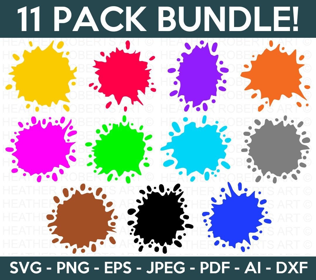 Paint Splatter SVG Bundle, Paint Splats Svg, Paint Svg, Clipart, Vector ...