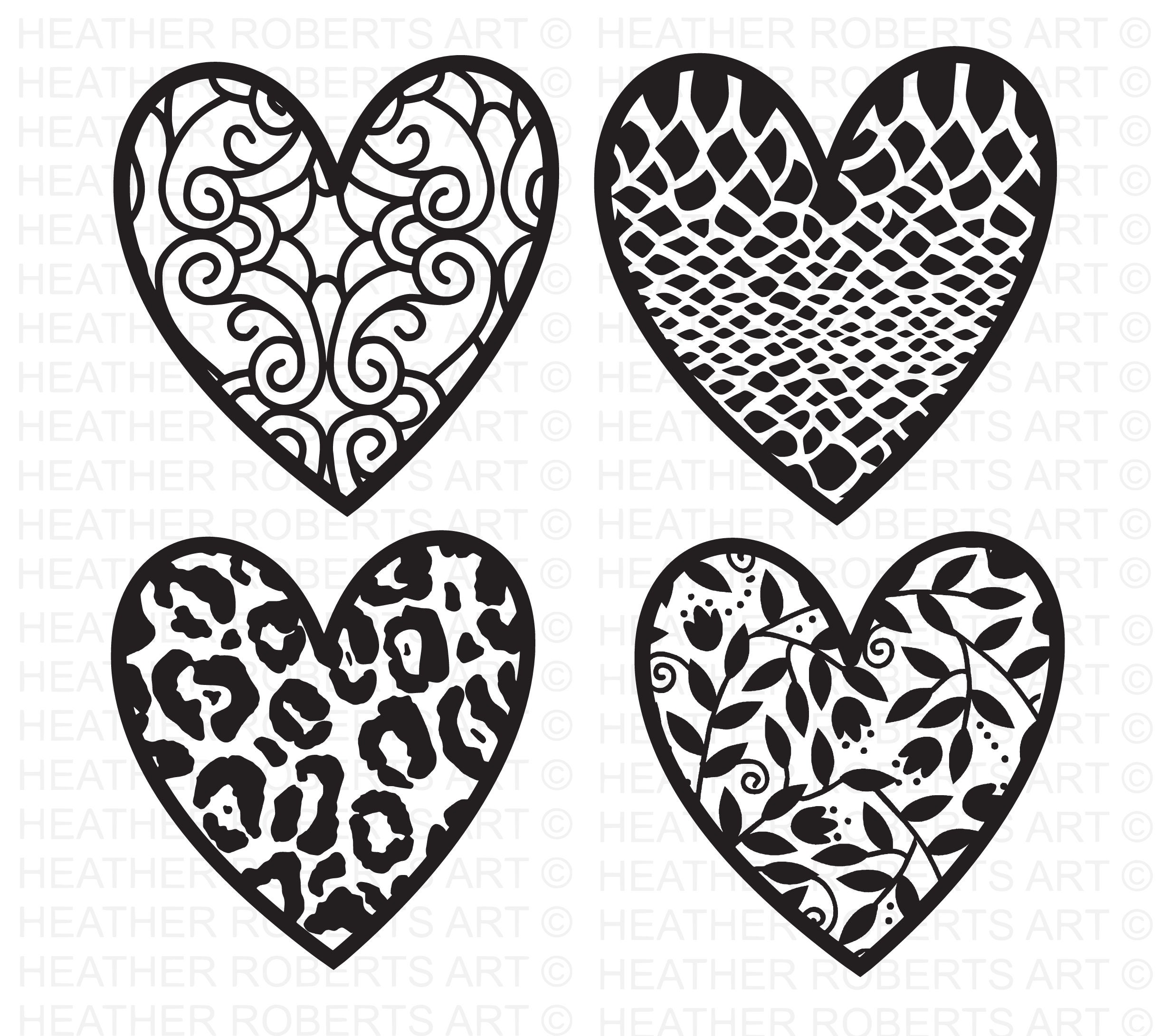 Heart SVG Bundle Patterned Heart SVG Animal Skin Patterns - Etsy