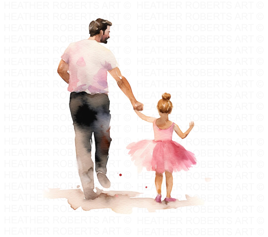 Father and Daughter Watercolor Clipart, Dad and Daughter Watercolor ...