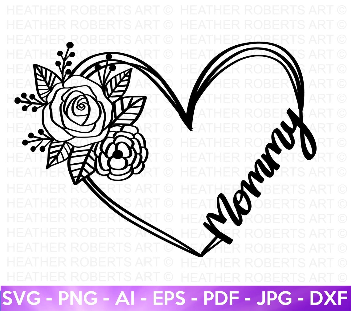 Floral Heart Mommy SVG Mother SVG Blessed Mom Svg Mom - Etsy