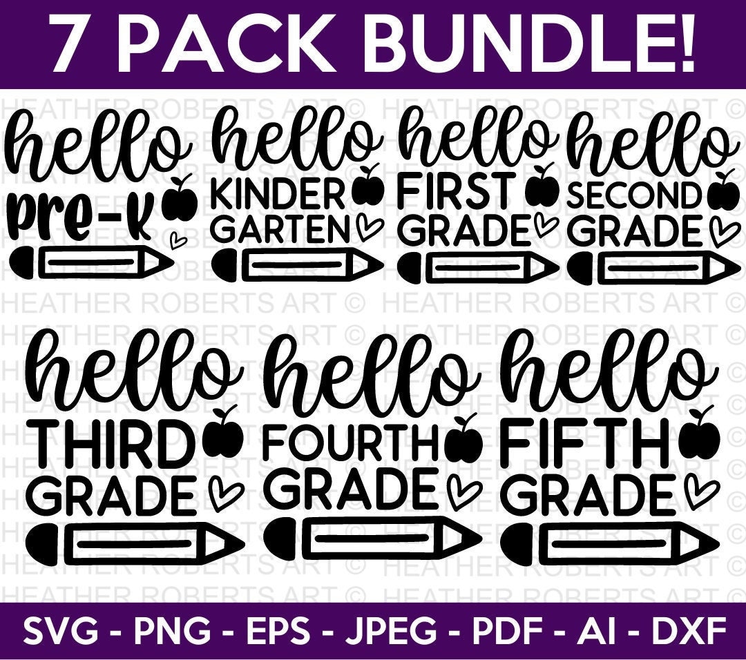 Back to School SVG Bundle, Hello School SVG, Grade Level Vibes Svg ...