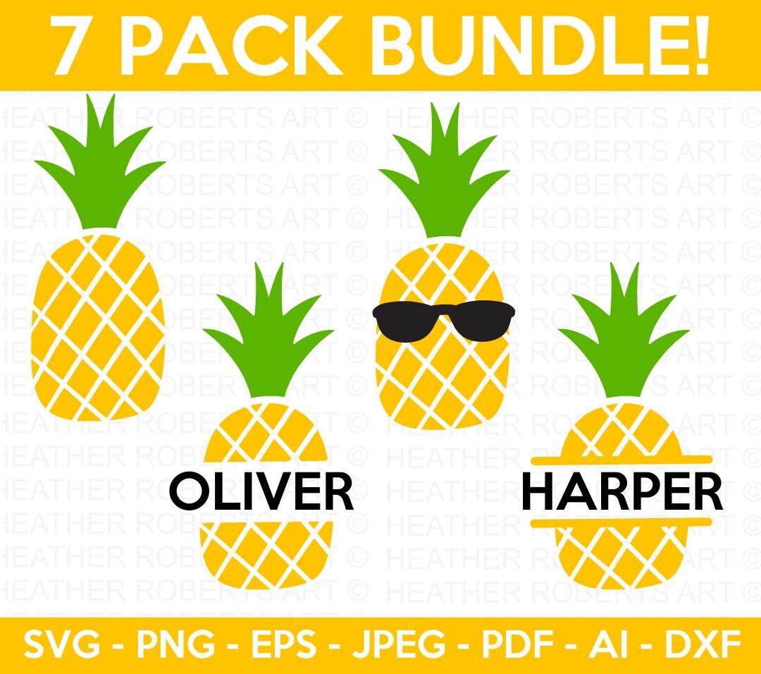 Pineapple SVG Bundle, Pineapple Shirt Svg, Pineapple Monograms, Split ...