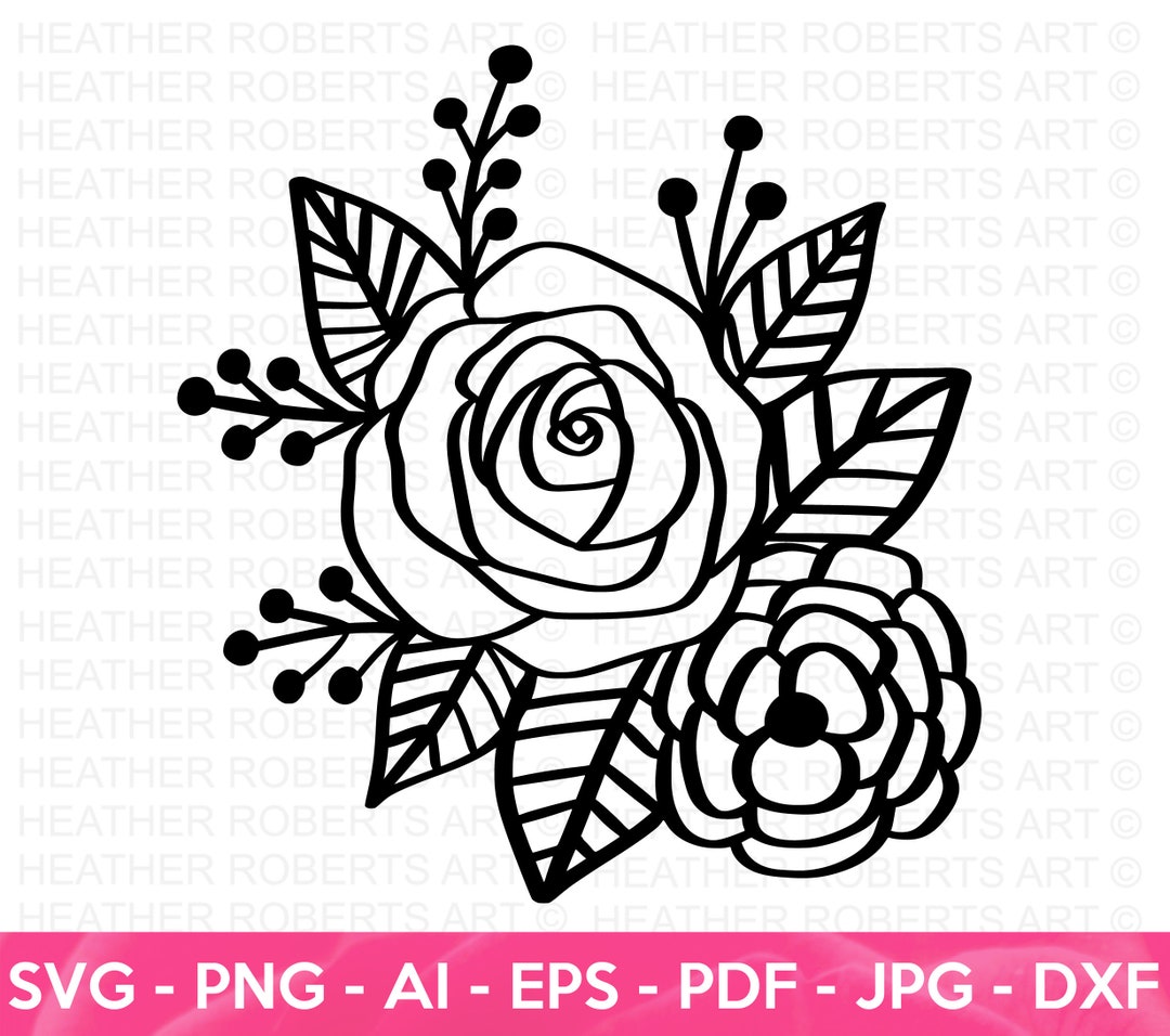 Rose Flower SVG, Floral Decoration SVG, Rose Svg, Flowers SVG, Flower ...