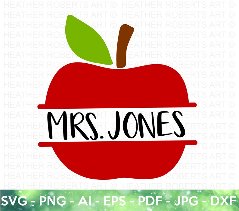 Apple Split Monogram SVG: Teacher Name Frame (digital Files) - Etsy