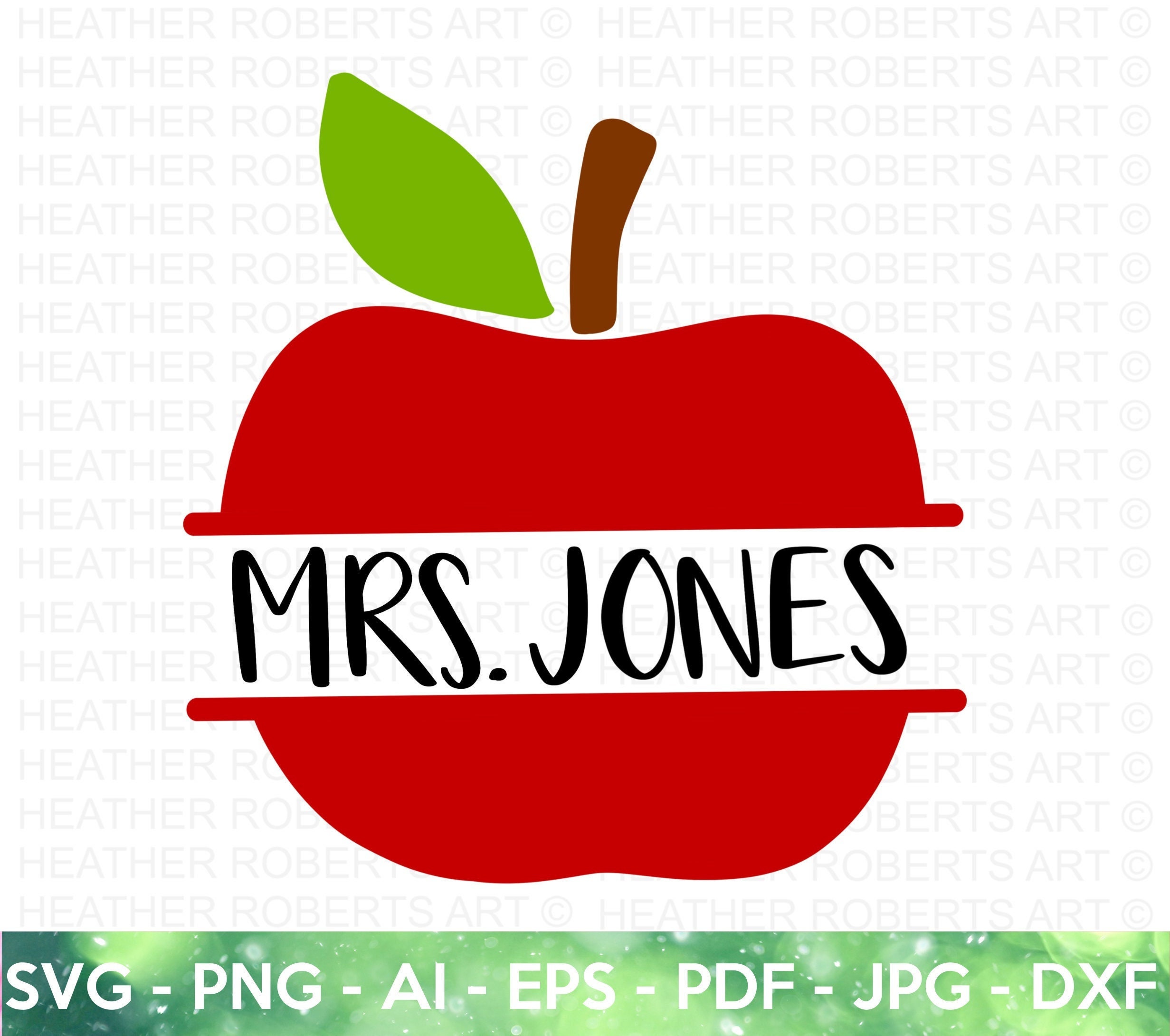 Apple Split Monogram Svg Teacher Monogram Svg Apple Name Etsy