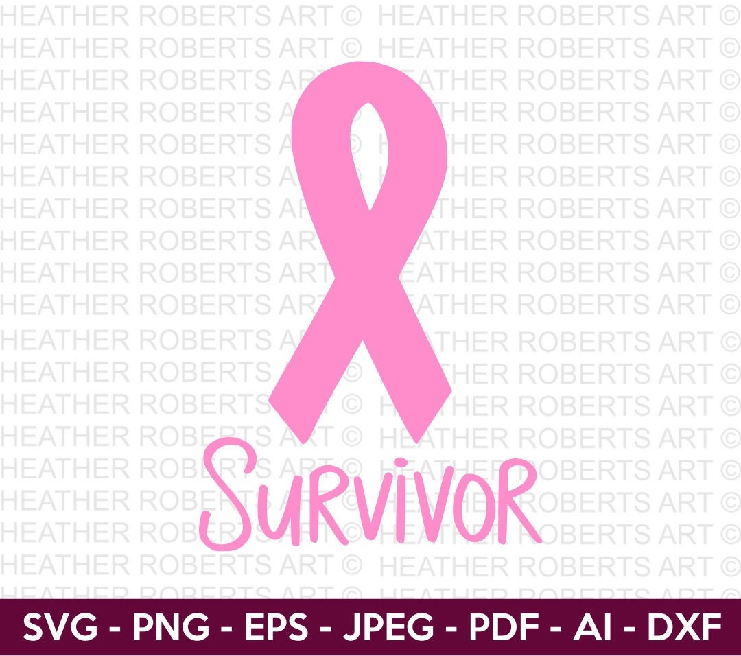 Pink Ribbon Cancer Survivor SVG: Awareness Ribbon Cut File (digital ...