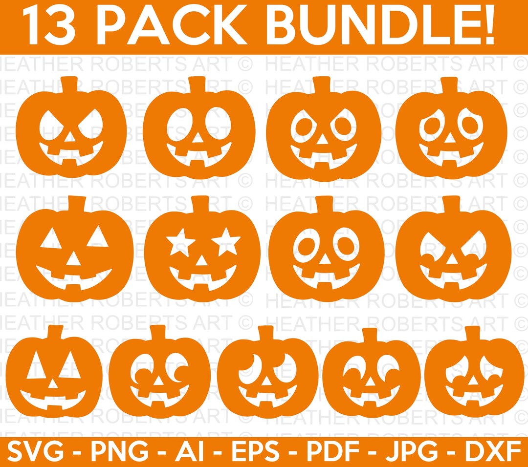 Halloween Pumpkin Faces SVG Bundle, Halloween Svg, Pumpkin SVG, Trick ...
