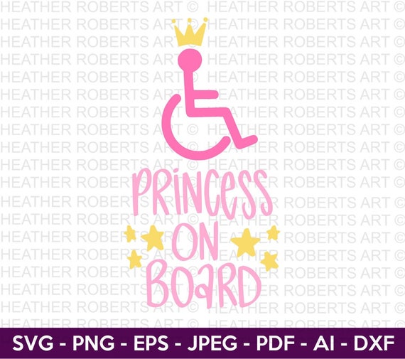 Princess on Board Svg Wheelchair Svg Handicap Svg - Etsy