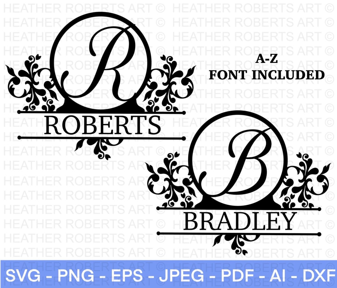 Split Fancy Monogram Alphabet SVG, PNG, Split Monogram Frame Alphabet ...