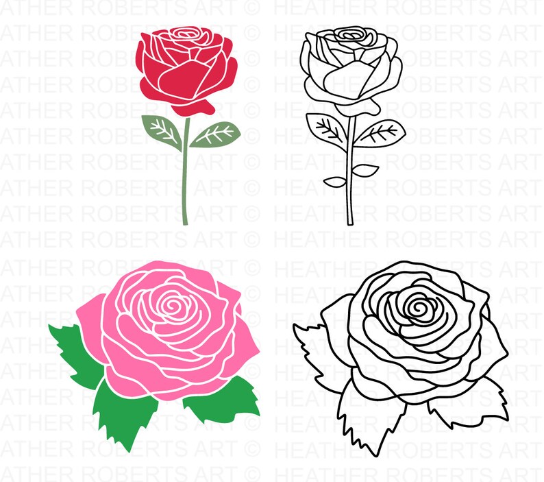 Rose Flower SVG Bundle, Floral Decoration SVG, Rose Svg, Flower SVG ...
