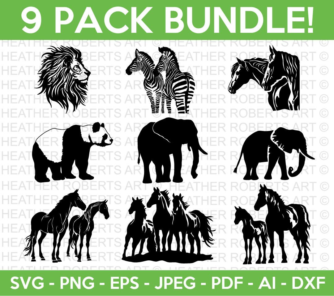 Jungle Animals SVG Bundle, Safari Animals Svg Bundle, Horse Svg, Zebra ...