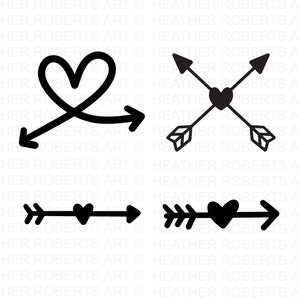 Hearts and Arrows SVG Bundle, Arrows SVG, Arrow Signs Svg, Hand-drawn ...
