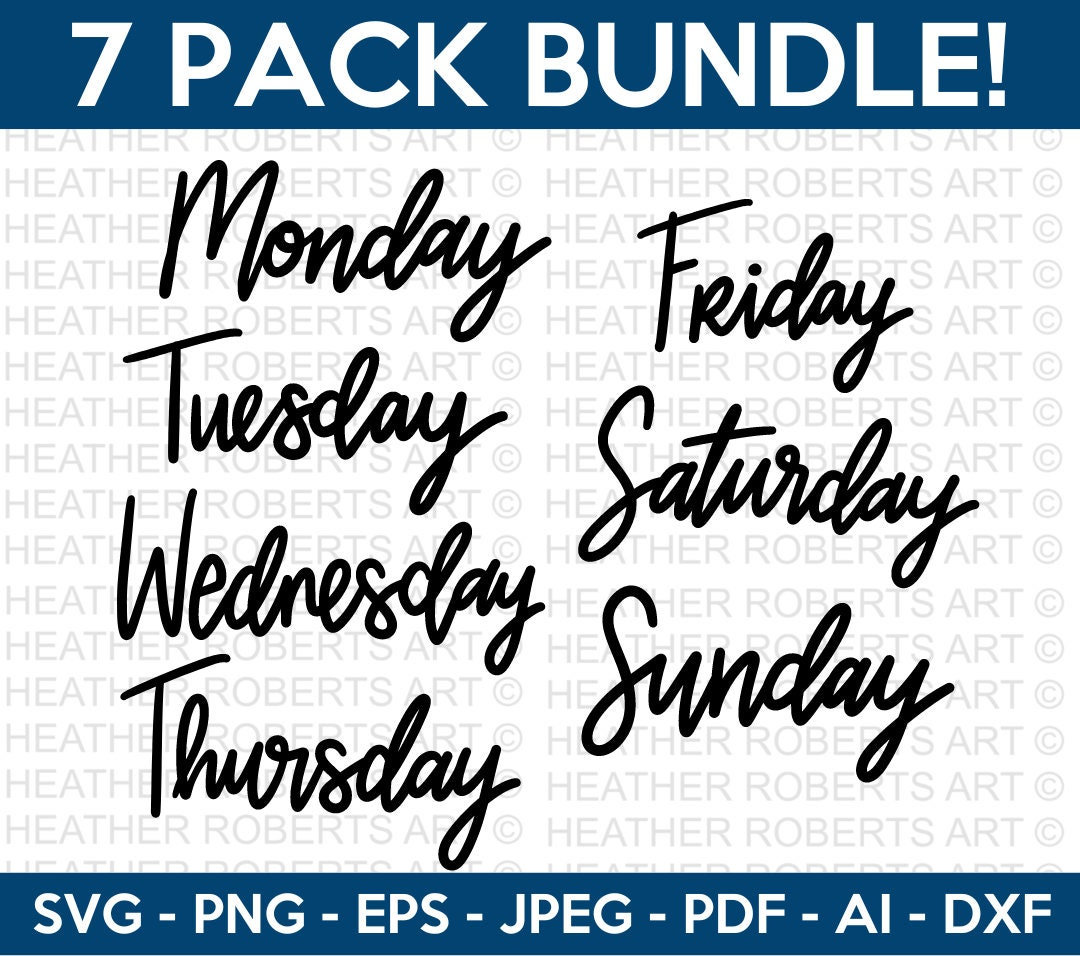 Days of the Week SVG Bundle Monday Svg Tuesday Svg - Etsy Canada