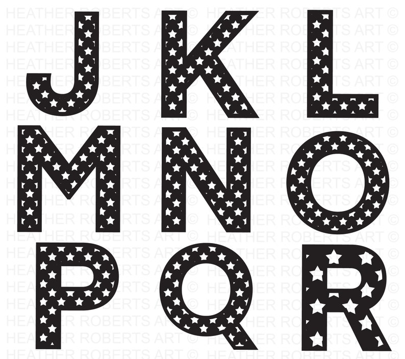 Stars Monogram Alphabet and Numbers SVG Bundle Stars Letters | Etsy