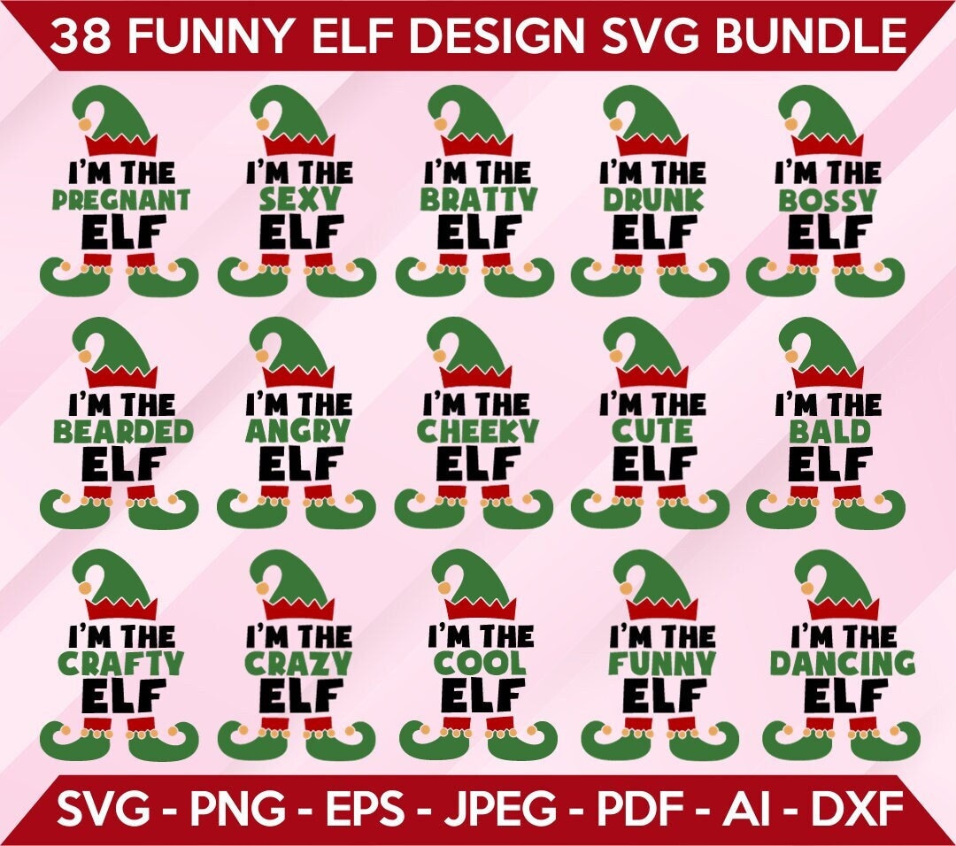 Funny Elf Family SVG Bundle: Christmas Shirt Designs (digital Download ...