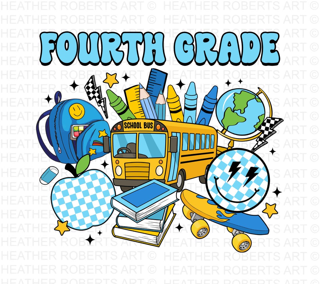 Retro Fourth Grade PNG: Back to School Sublimation (digital Download ...