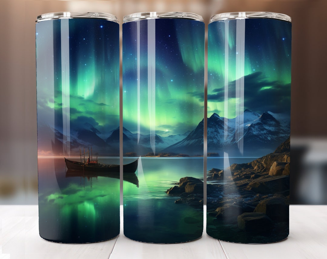 Aurora Borealis Tumbler Wrap: Northern Lights Sublimation Design (PNG ...