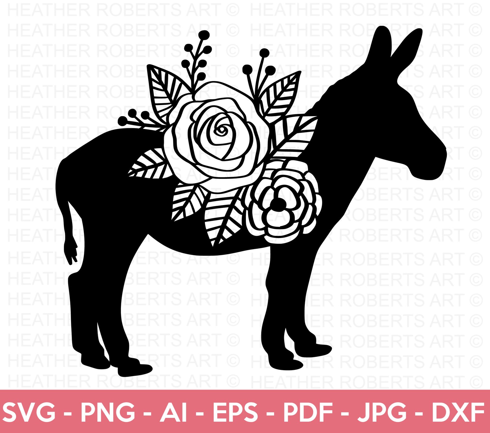 Floral Donkey SVG Floral Farm Animals SVG Donkey Svg - Etsy