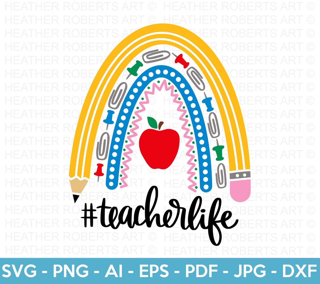 Teacher Rainbow SVG: Teacher Life, Back to School (digital Files) - Etsy