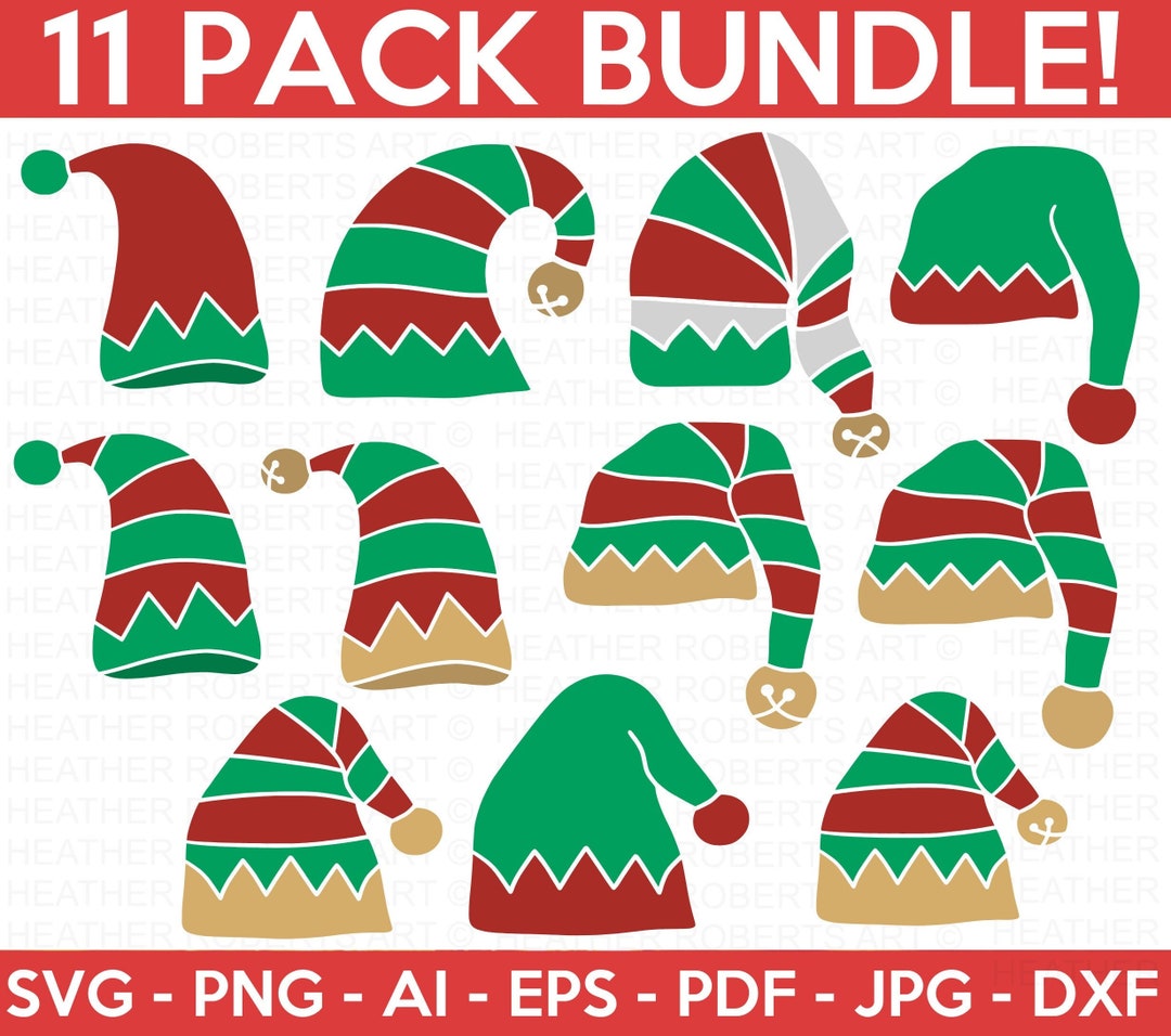 Christmas Elf Hats SVG Bundle: Family Shirts, Cricut Cut File - Etsy
