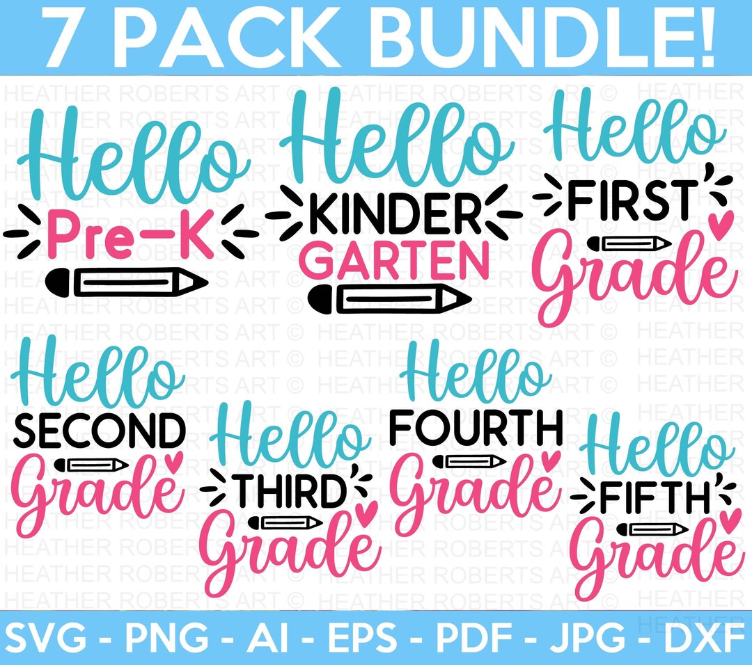 Back to School SVG Bundle, Hello School SVG, Grade Level Shirt Svg ...