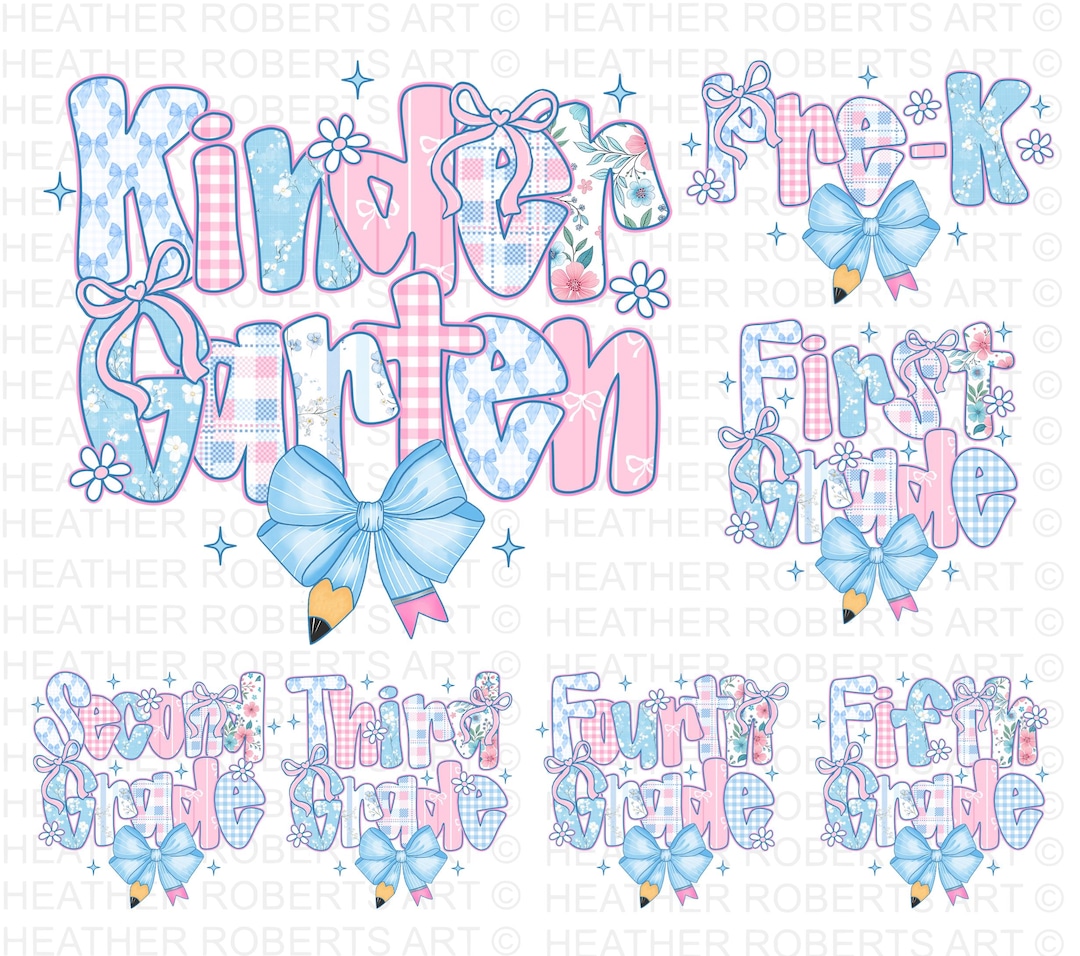 Preppy Floral School PNG Bundle: First Day Design (digital Download) - Etsy