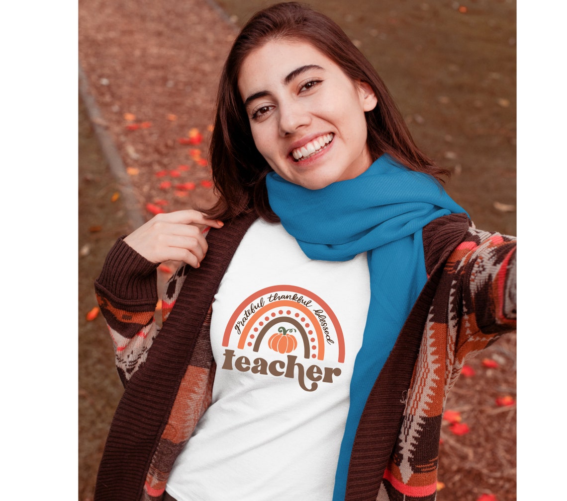 Teacher Fall Rainbow SVG: Thankful Grateful Blessed (digital Files) - Etsy