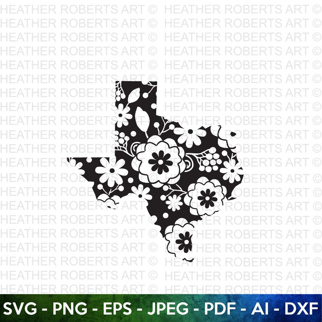 Floral Texas SVG Texas Svg Texas Clipart Texas Silhouette - Etsy