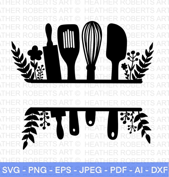 Kitchen Split Frame Svg Kitchen Monogram Svg Flourish Etsy Denmark