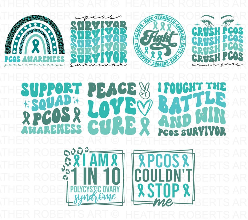 Retro Pcos Awareness SVG Bundle, Pcos SVG, Pcos Survivor SVG, Awareness ...
