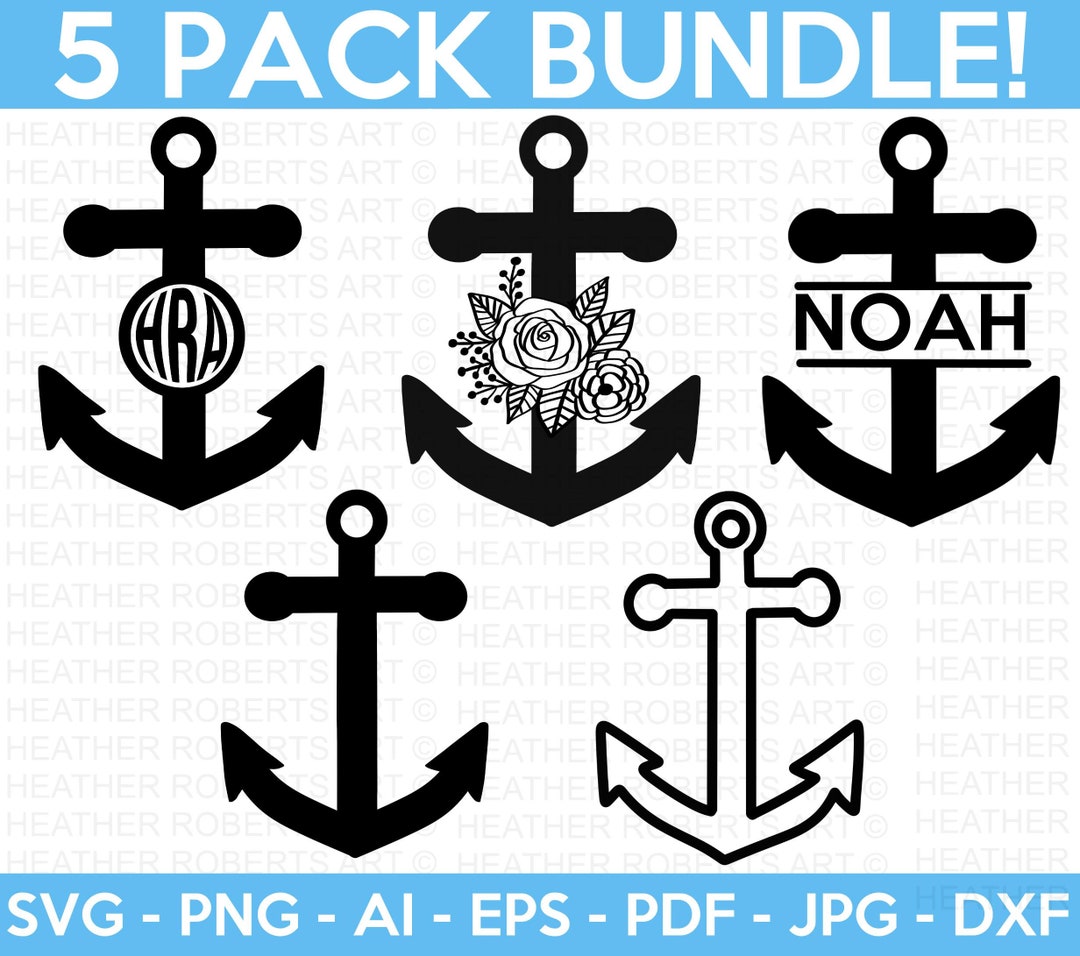 Anchor SVG Bundle, Nautical SVG, Marine SVG, Split Anchor Monogram ...