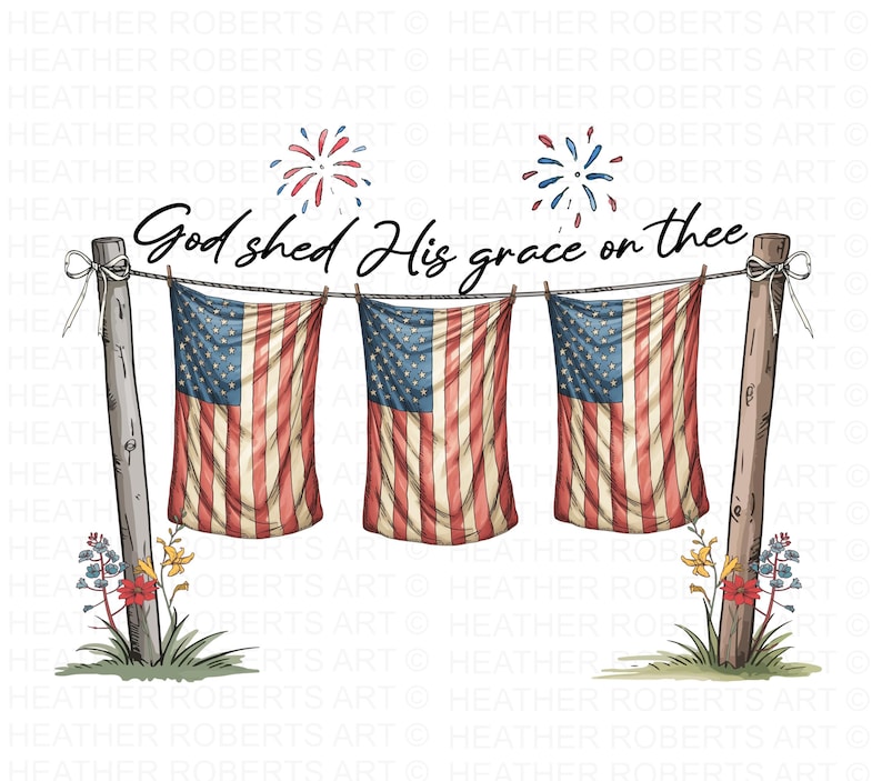 Patriotic Christian 4th of July PNG: God Shed His Grace (digital ...